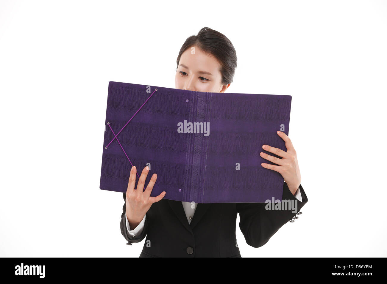 young businesswoman posing in studio binder Stock Photo - Alamy