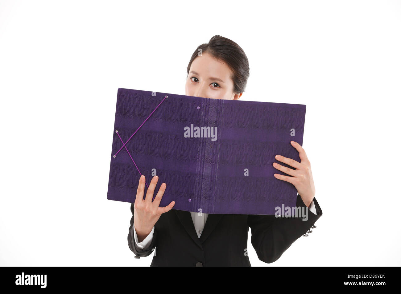 young businesswoman posing in studio binder Stock Photo - Alamy