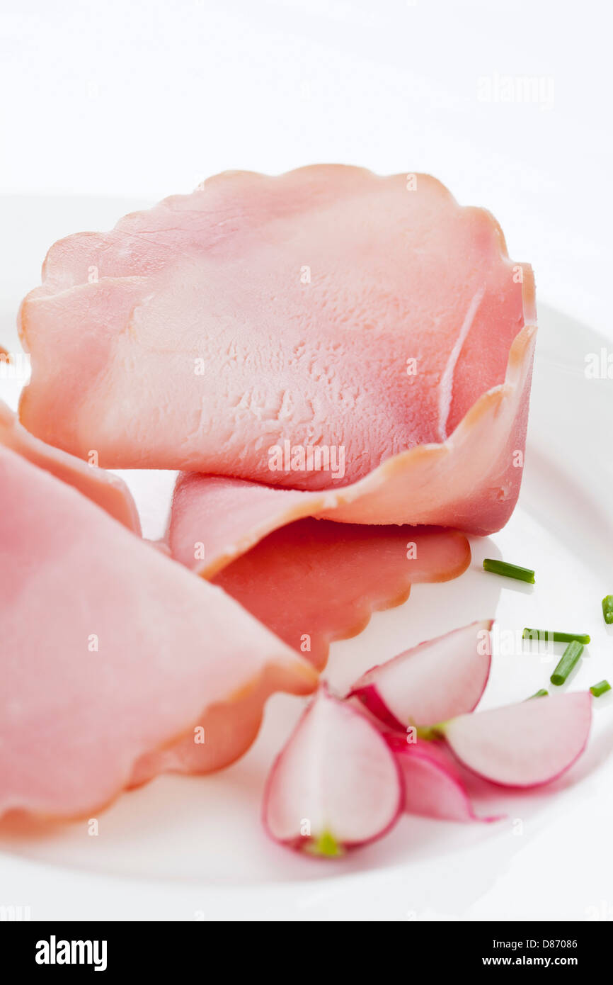 Boiled ham on plate hi-res stock photography and images - Alamy