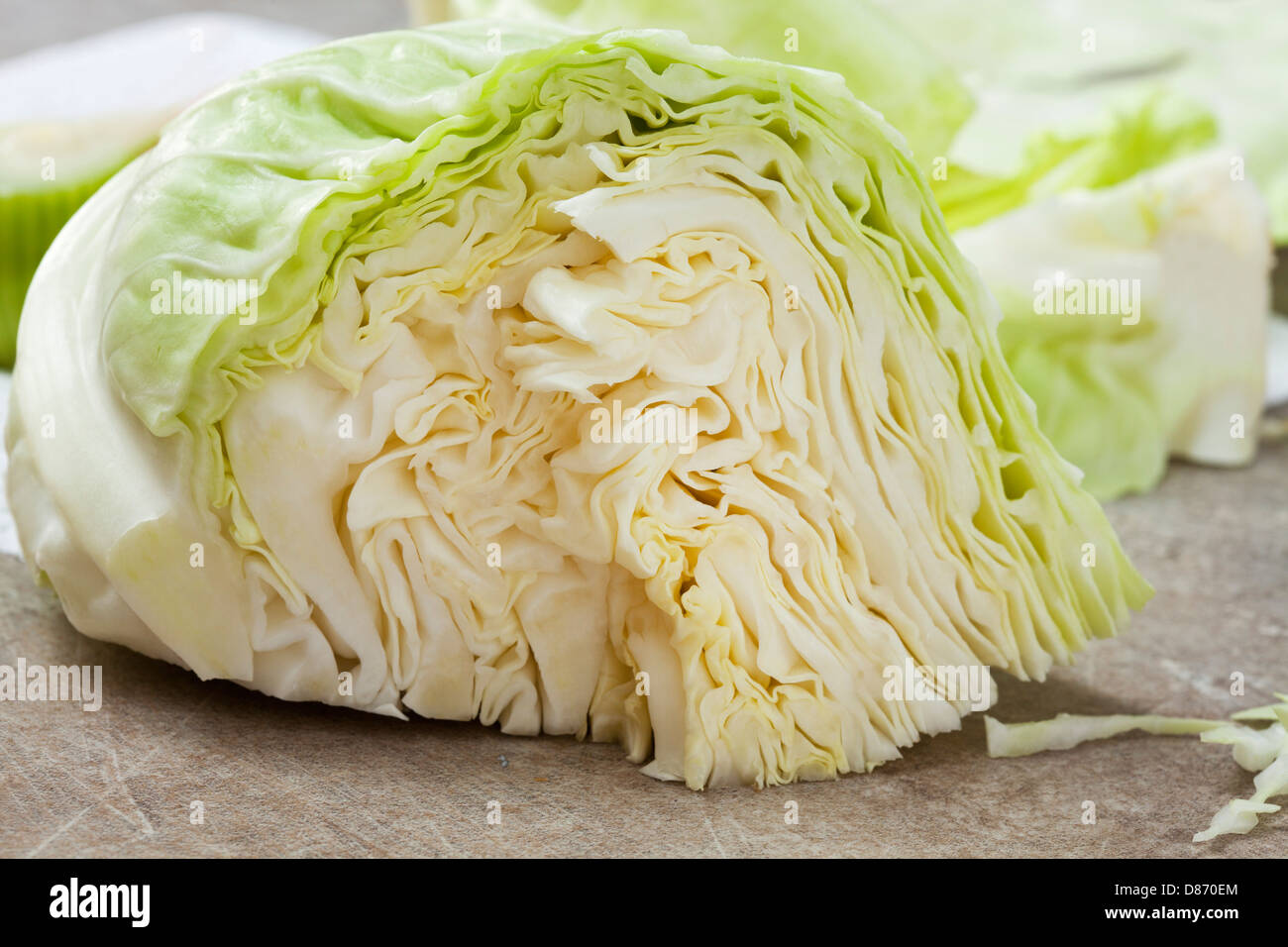Cut white cabbage, close up Stock Photo - Alamy