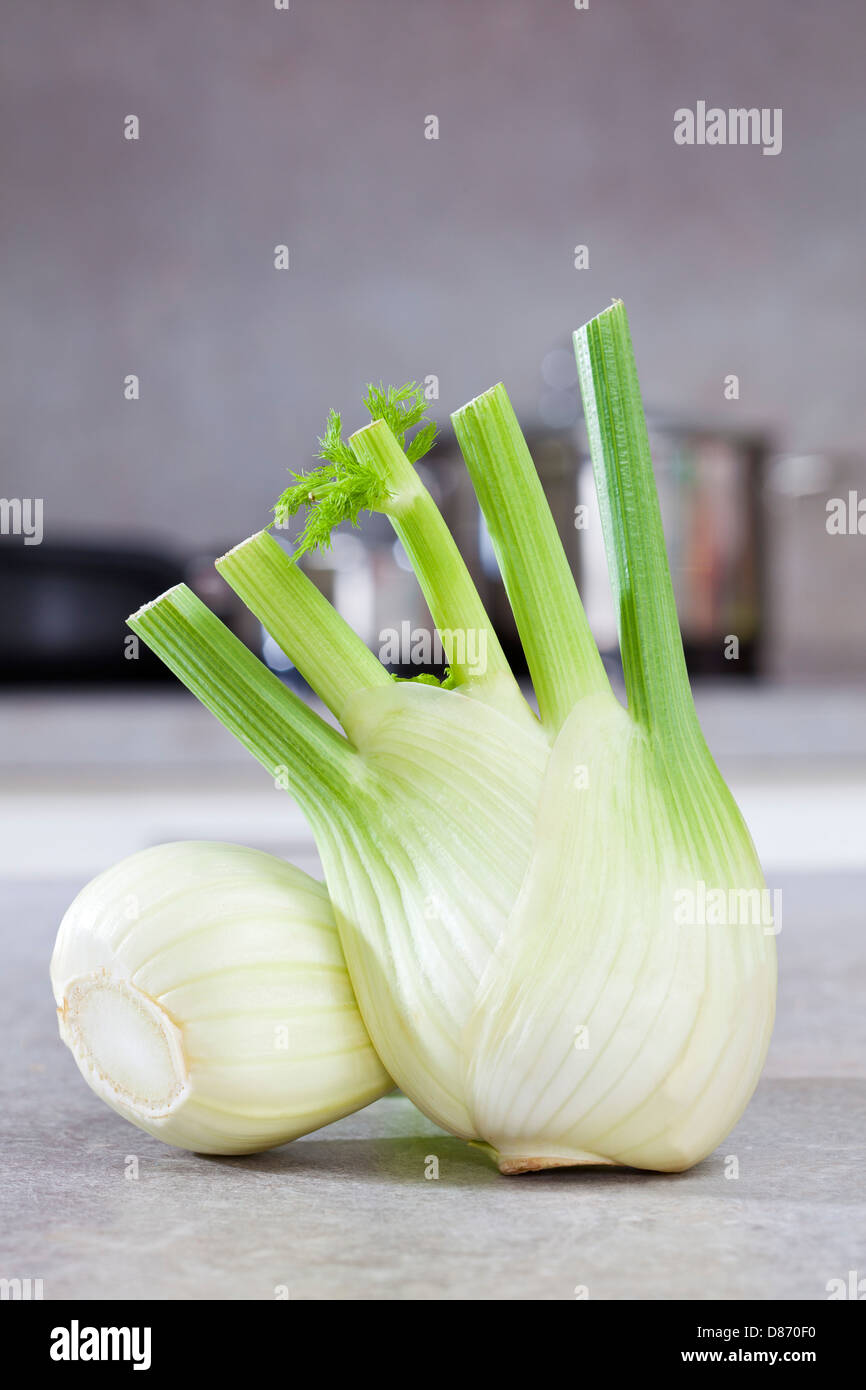 Fennel in kitchen, close up Stock Photo - Alamy
