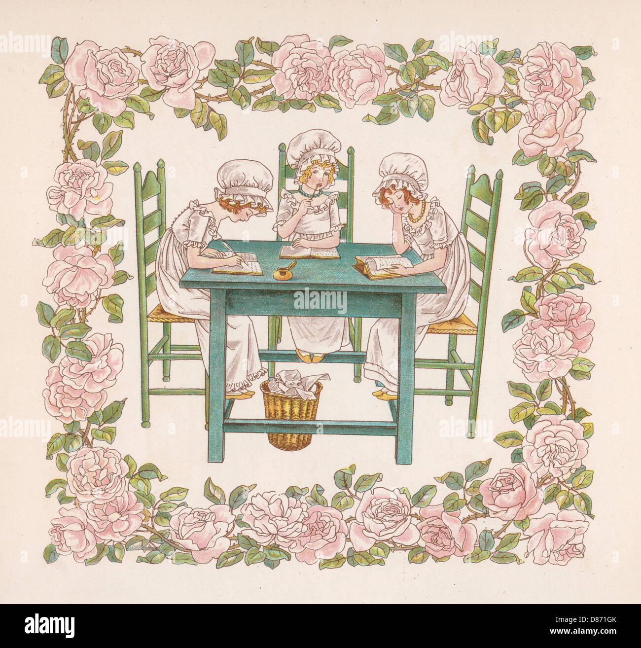 GIRLS READING & WRITING Stock Photo - Alamy