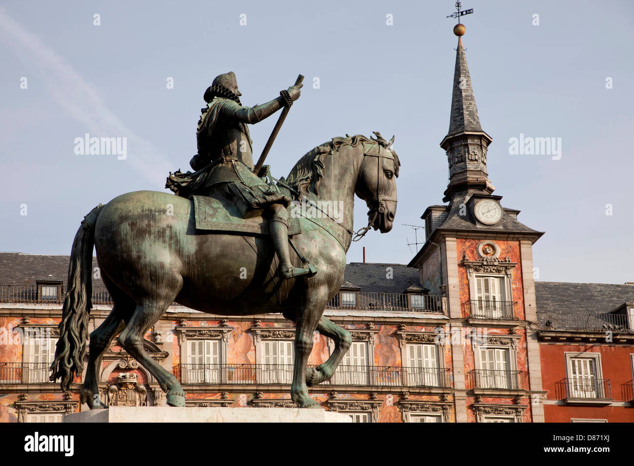 bronze statue of King Philip III at the center of the square Plaza ...