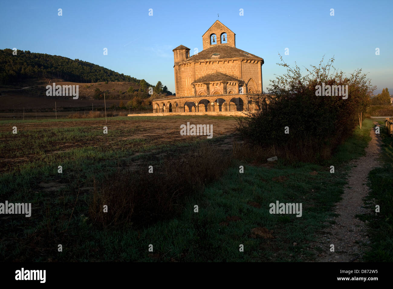 St. Mary of Eunate. Octagonal temple Romanesque art, XII century Stock ...