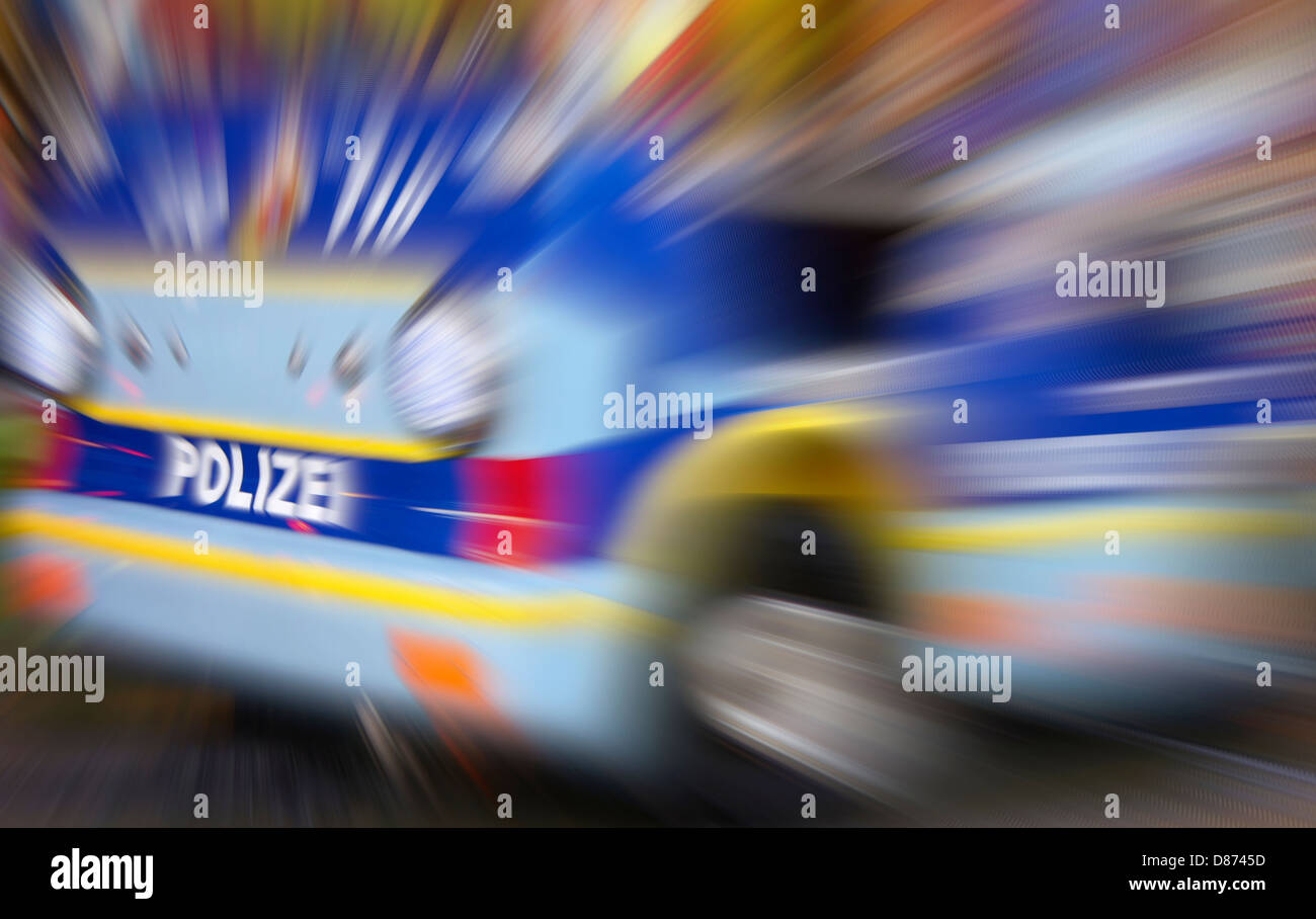 Germany, Police car with zoom effect Stock Photo - Alamy