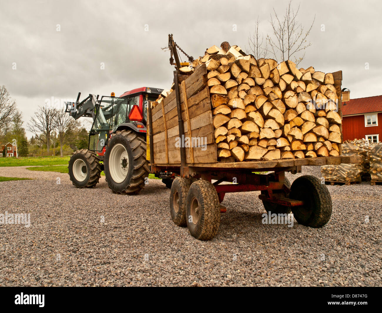 Wood transported by tractor, Sweden ,Scandinavia Stock Photo - Alamy