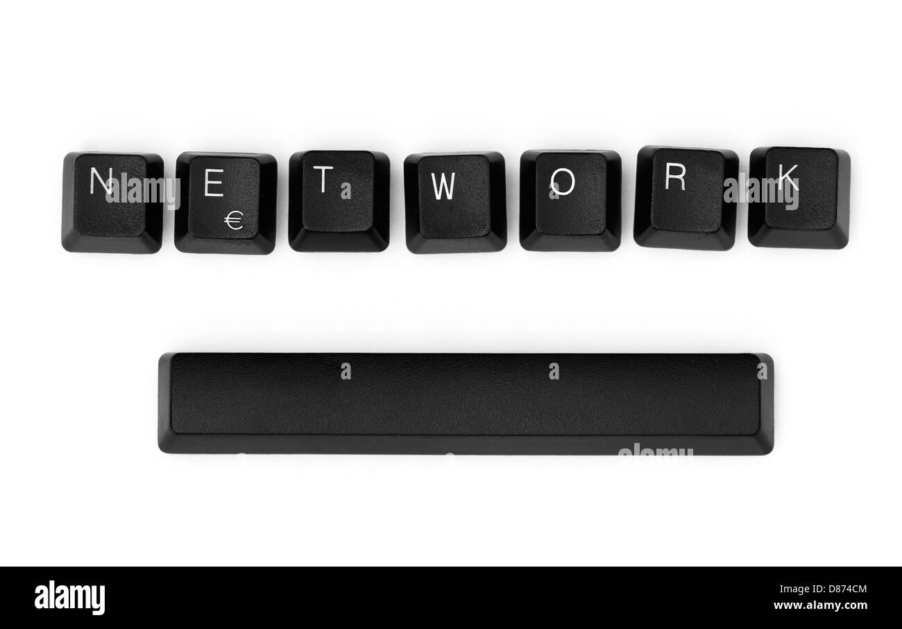 NETWORK word written on a keyboard. Isolated on a white background ...