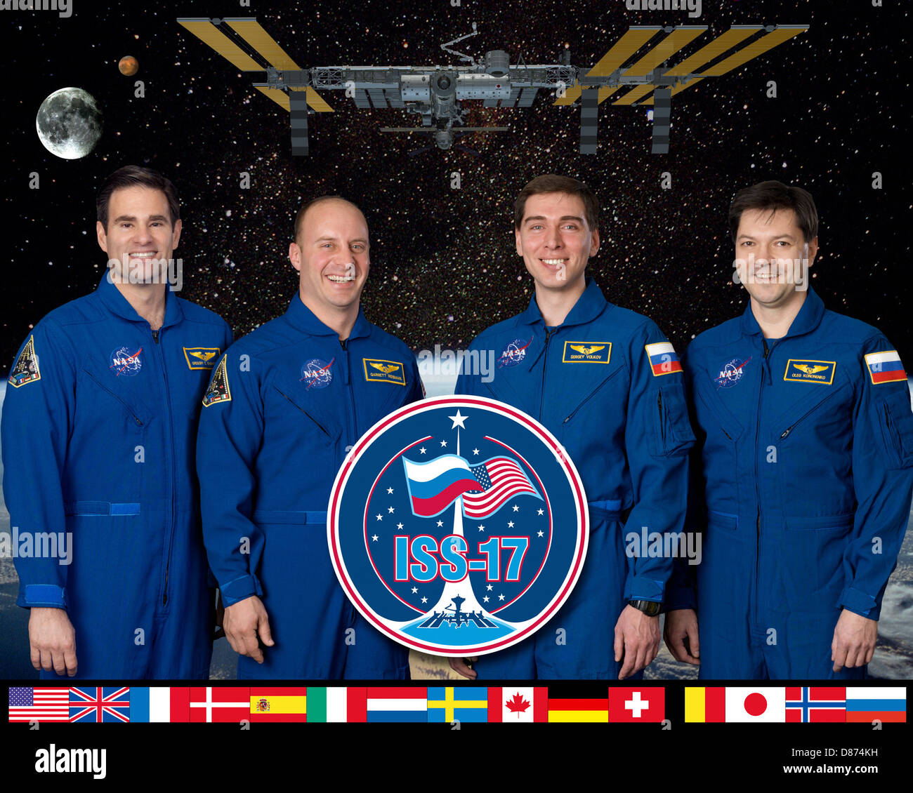 Portrait of the Expedition 17 crew, stationed aboard the International ...
