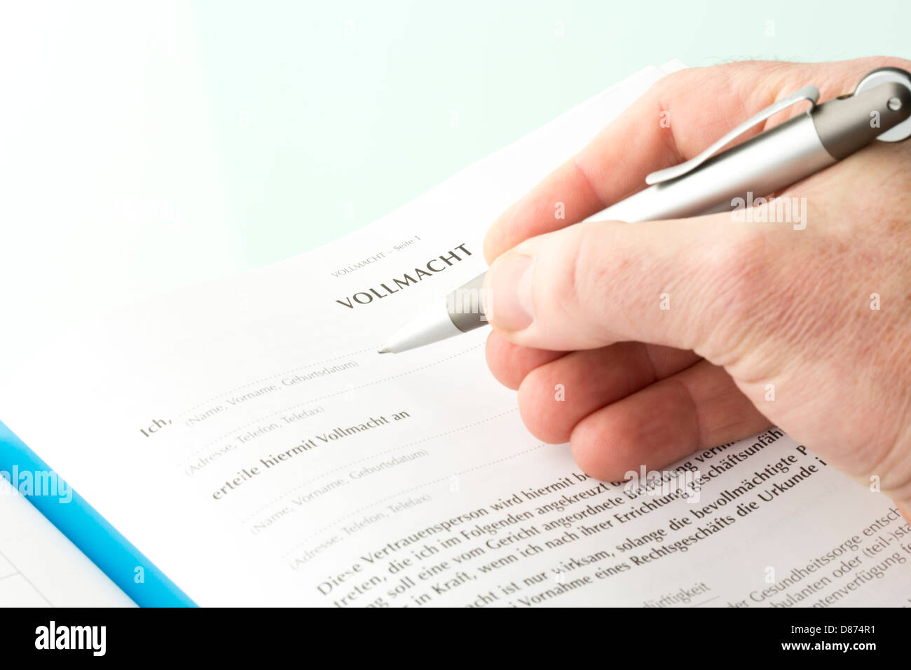 Human hand signing authority document, close up Stock Photo - Alamy