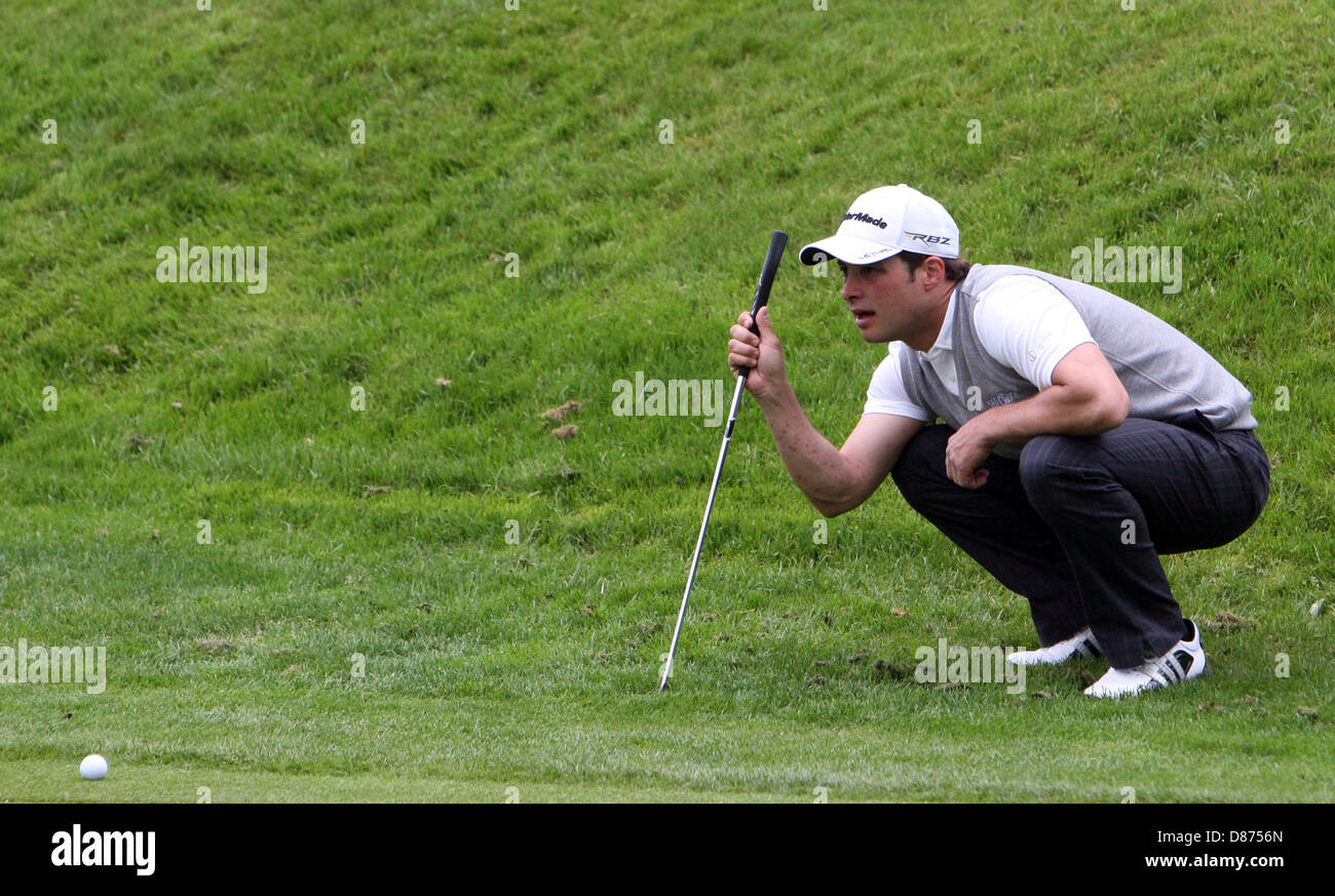Wentworth, UK. 20th May 2013. Richard Wallis on the the 2nd Tee during ...