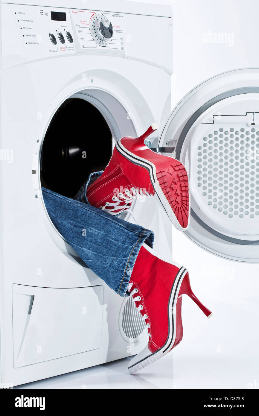 Woman inside washing machine Stock Photo - Alamy