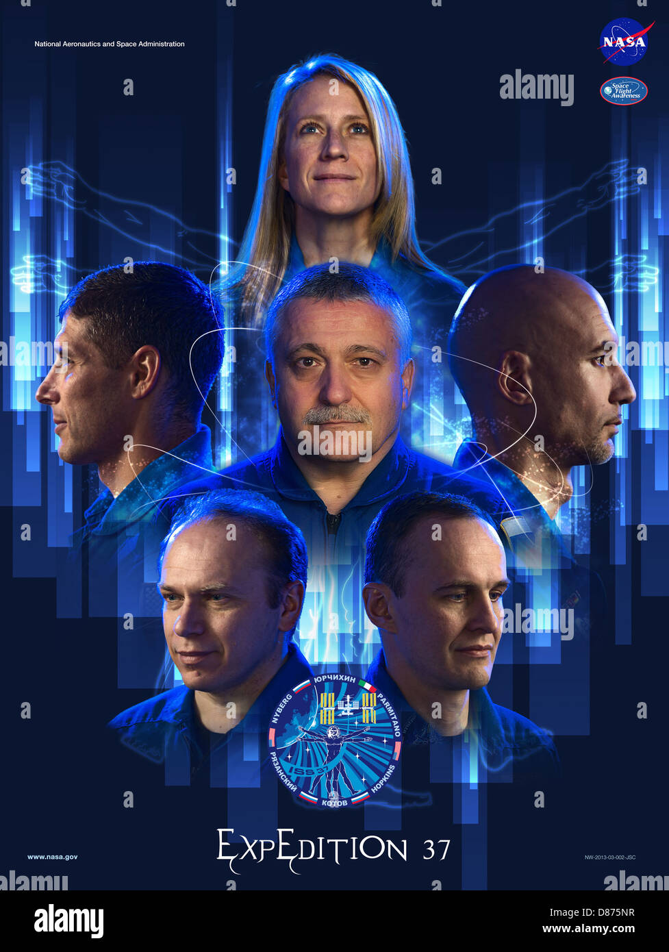 The Expedition 37 crew poster features the astronauts and cosmonauts ...