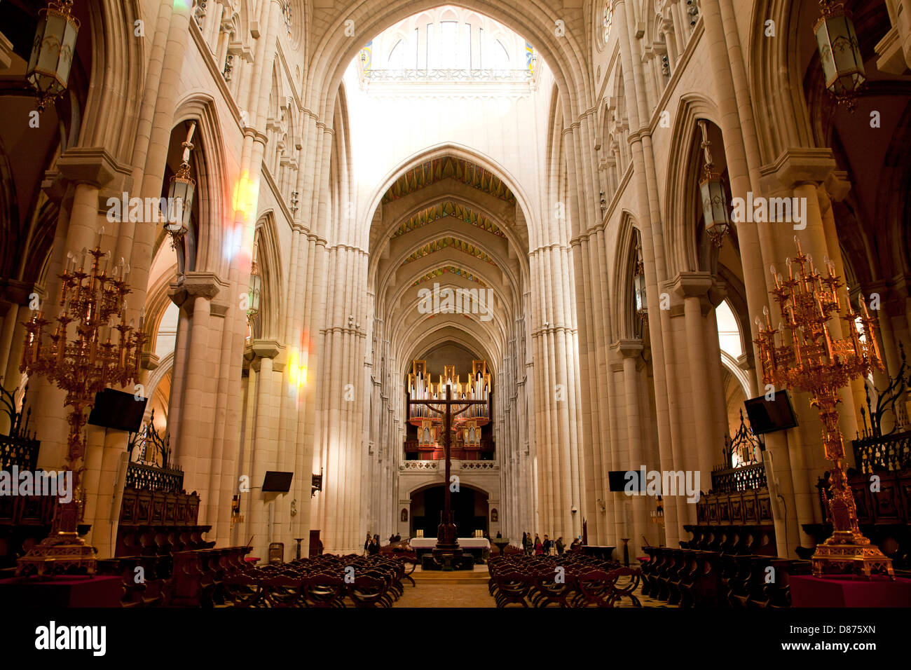 Interior of the catholic Almudena Cathedral Santa Maria la Real de La ...