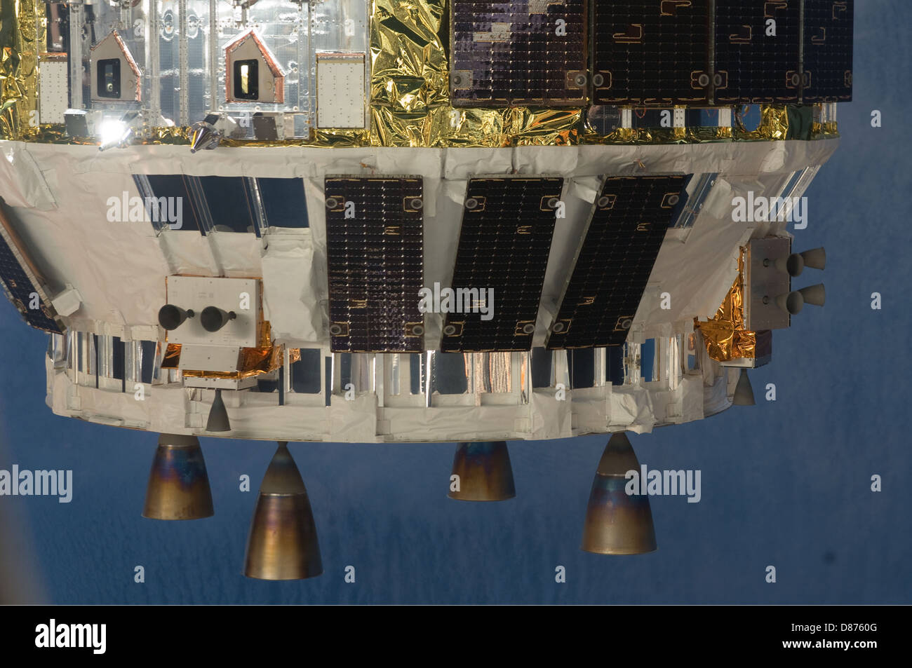 A close-up view of the HTV-1 cargo spacecraft, docked at the ...