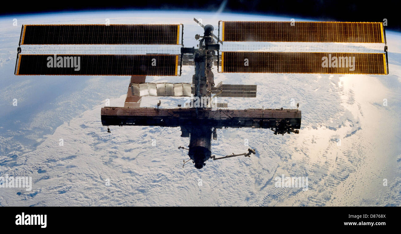 The International Space Station (ISS) in orbit, showcasing the S0, S1 ...