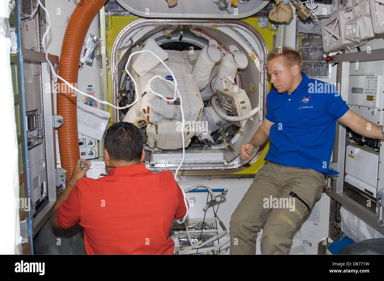 A view of the International Space Station (ISS) orbiting Earth ...
