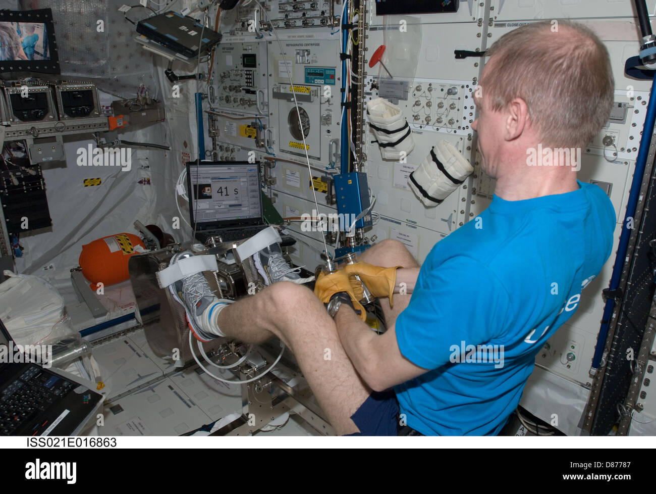 The image shows the International Space Station in orbit, highlighting ...