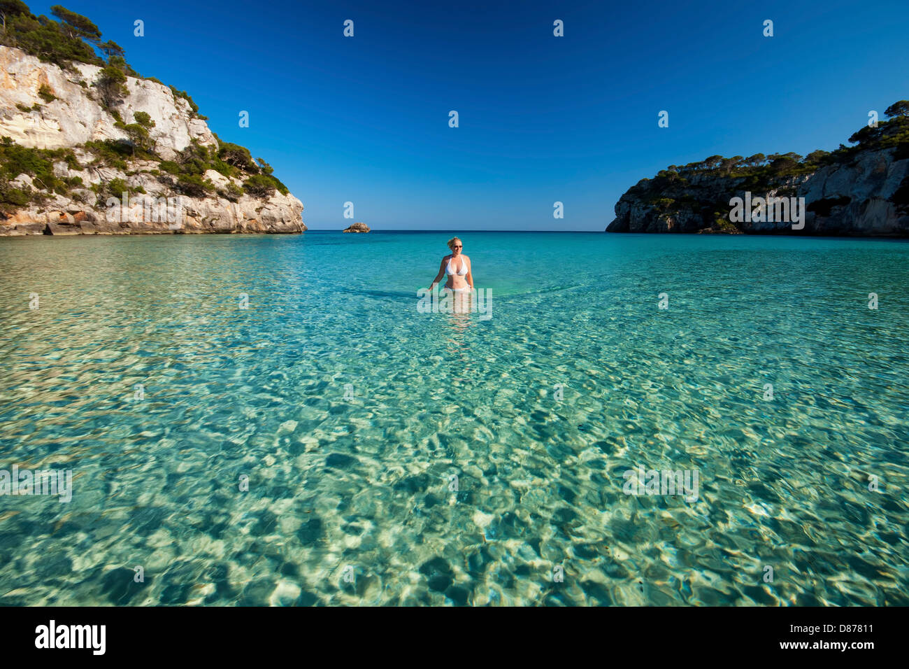 Spain, Menorca, Mature woman in sea Stock Photo - Alamy