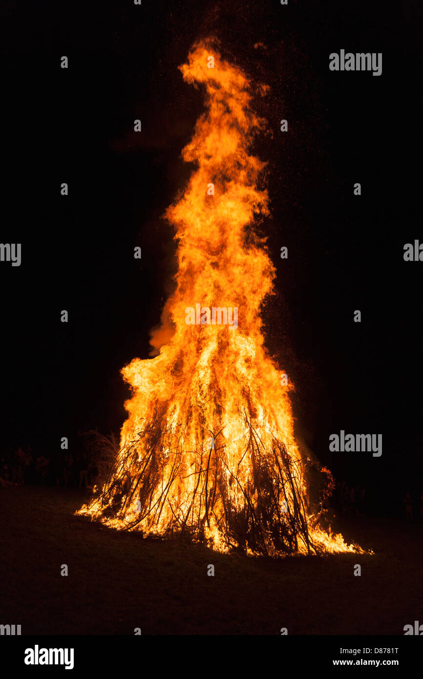 Germany, Midsummer bonfire at night Stock Photo - Alamy