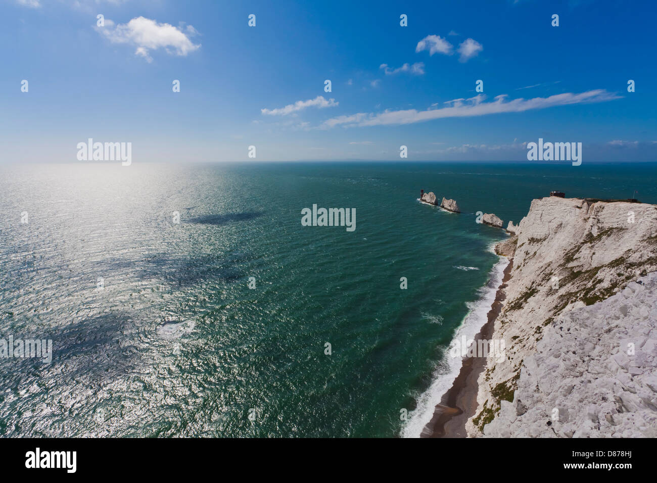 England, Isle of Wight, View of chalk cliffs at The Needles Stock Photo ...