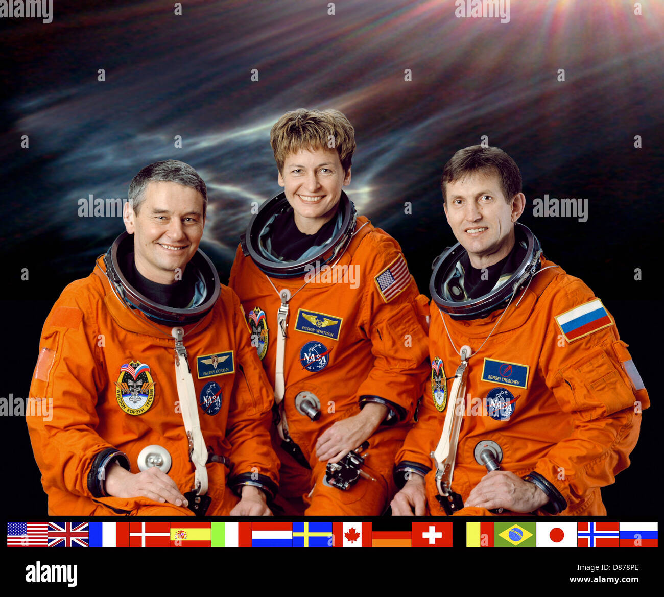 The ISS Expedition 5 crew aboard the International Space Station (ISS ...