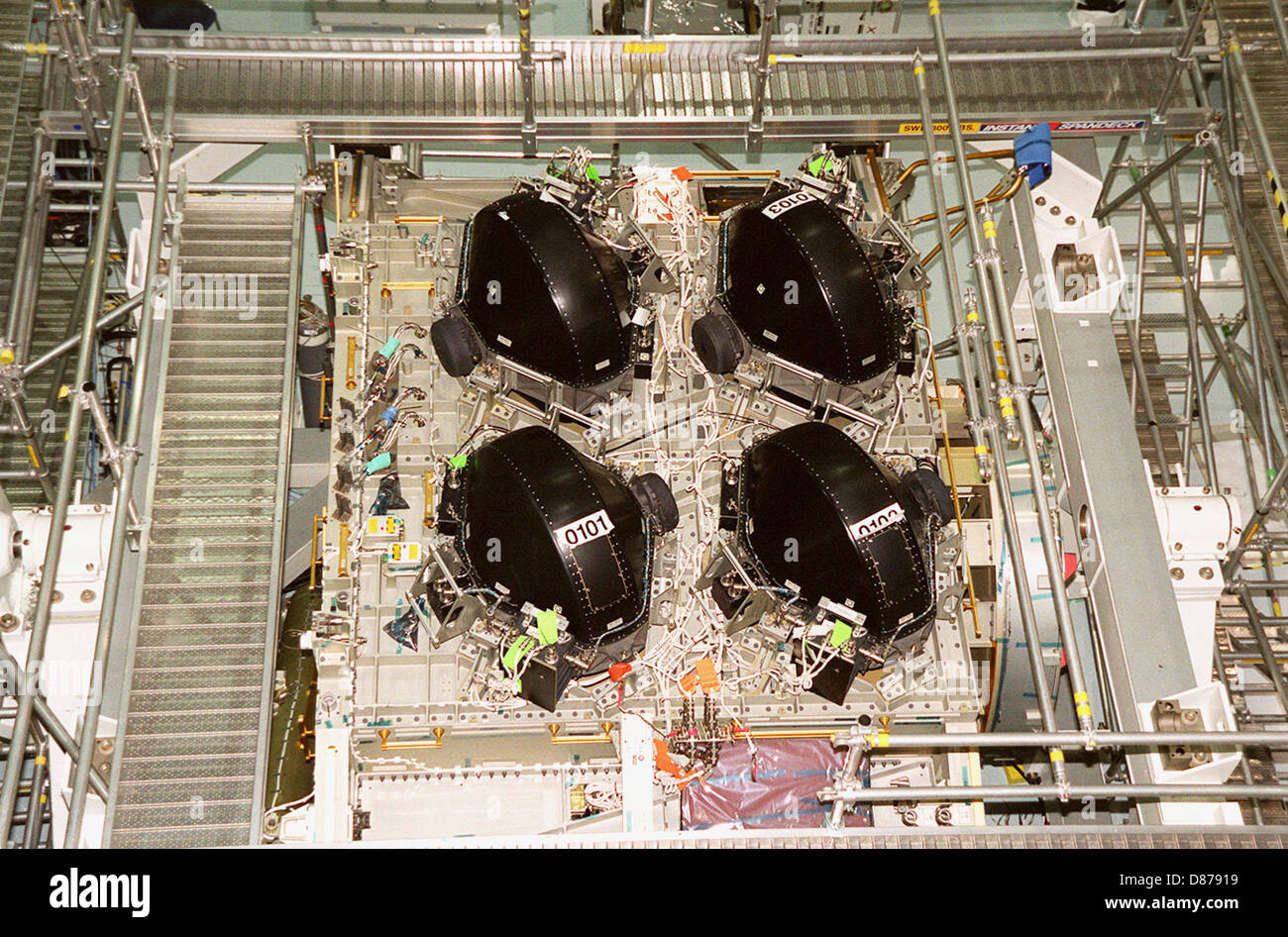 A detailed image of the gyroscopes onboard the International Space ...