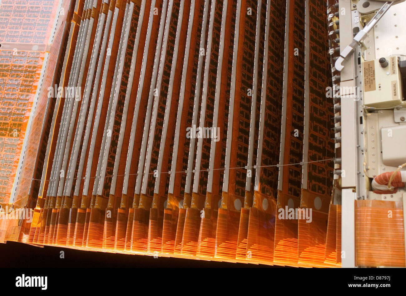 ISS P6 truss solar array - close-up (ISS014-E-10053).jpg Stock Photo ...