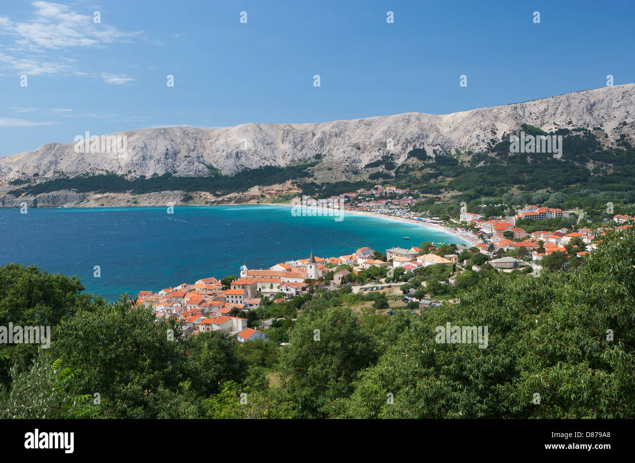 Croatia, View of Krk island at Baska town Stock Photo - Alamy