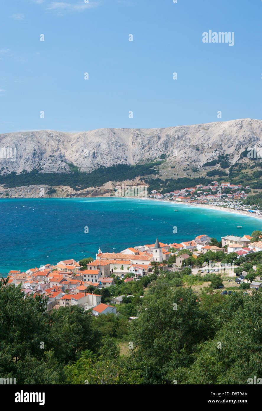 Croatia, View of Krk island and Baska town Stock Photo - Alamy