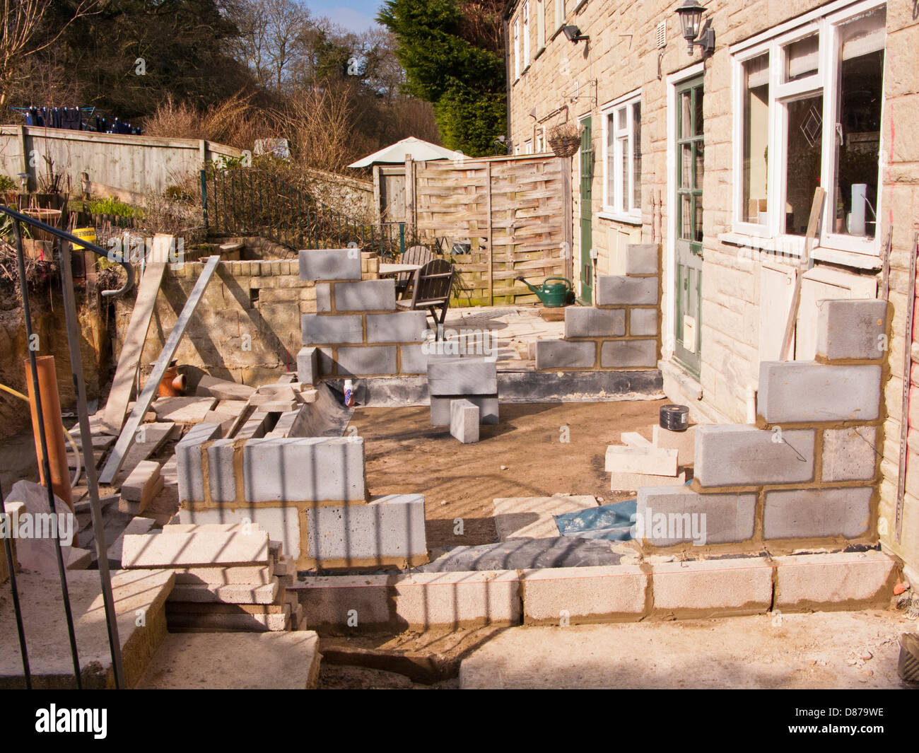 Building an extension onto a house, UK Stock Photo - Alamy