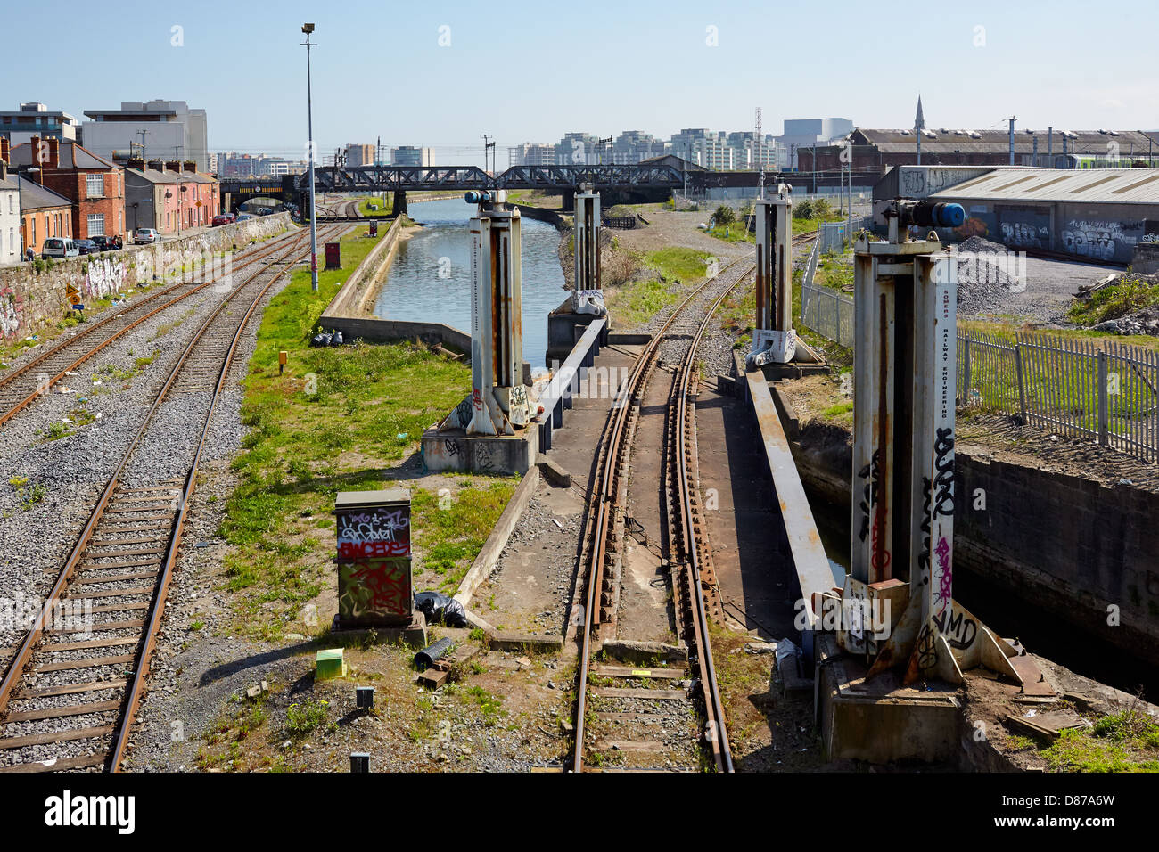 Railway lines and the Royal Canal in the Dublin inner-city area of ...