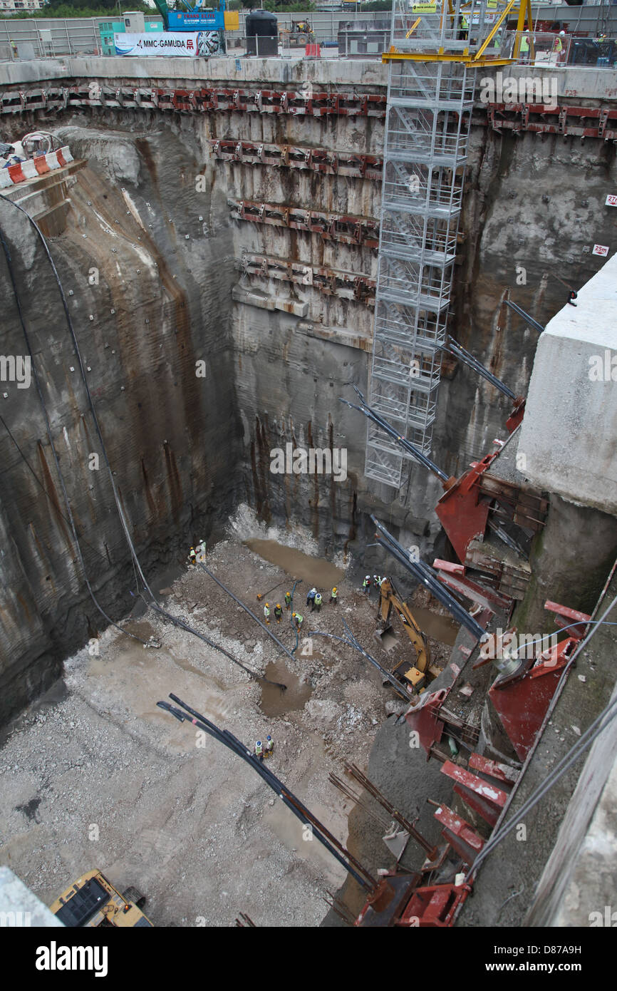 Large construction hole for kl kuala lumpur underground station ...