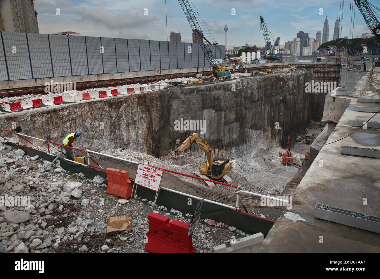 Large construction hole for kl kuala lumpur underground station ...