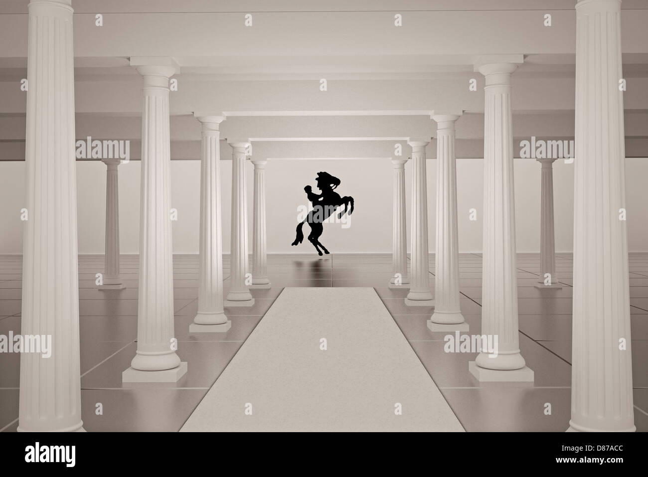 silhouette of man on horseback, between columns Stock Photo - Alamy
