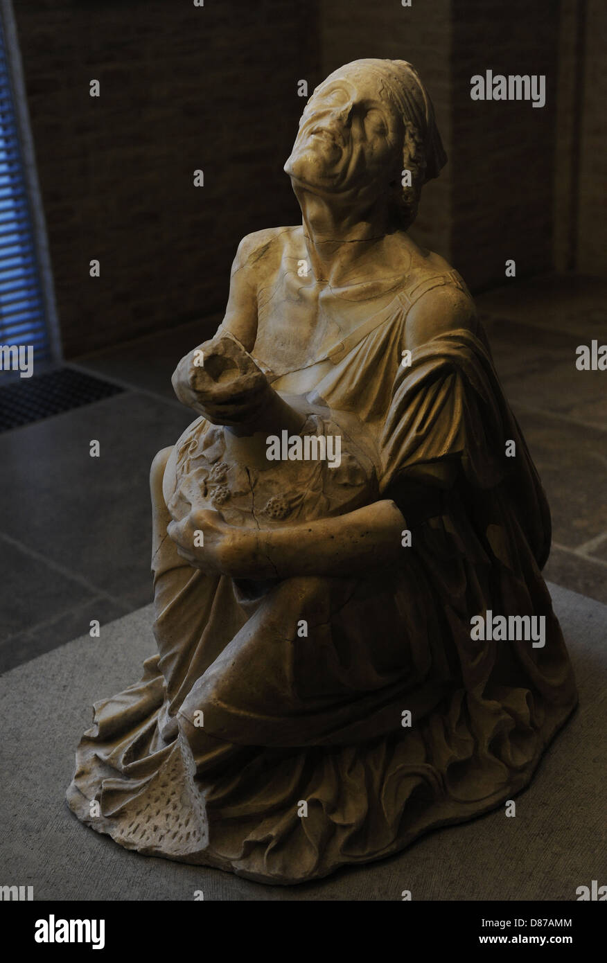Drunken old woman. Roman sculpture after original of about 200 BC. The ...
