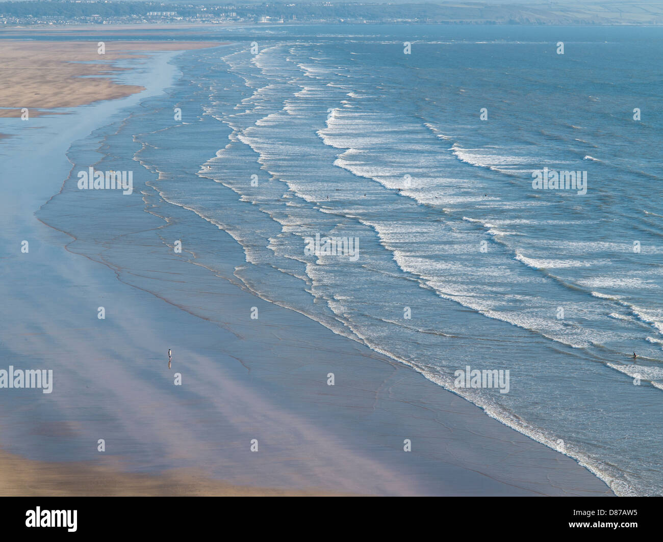Saunton Sands beach in North Devon aerial view, Devon, England Stock ...