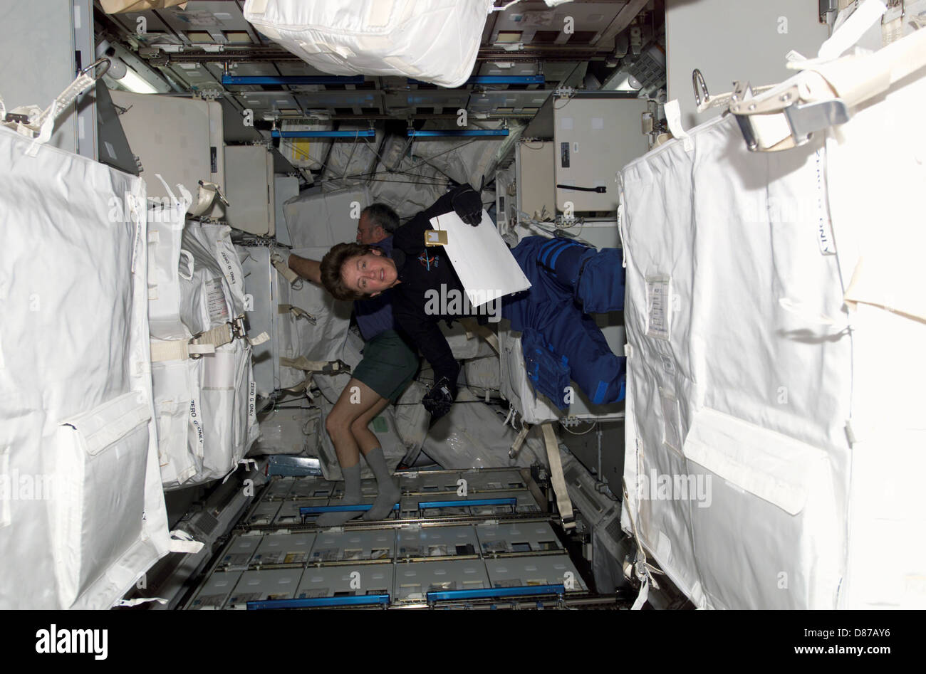 STS-114 astronauts transfer cargo from the Multi-Purpose Logistics ...