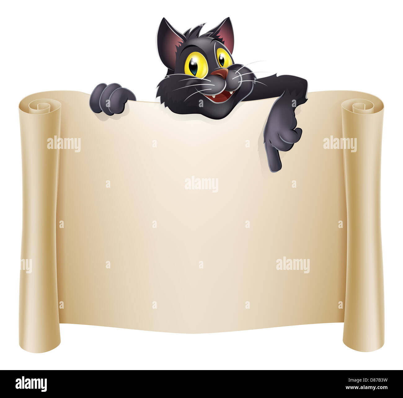 Halloween cat banner with a black witch's cat cartoon character above ...