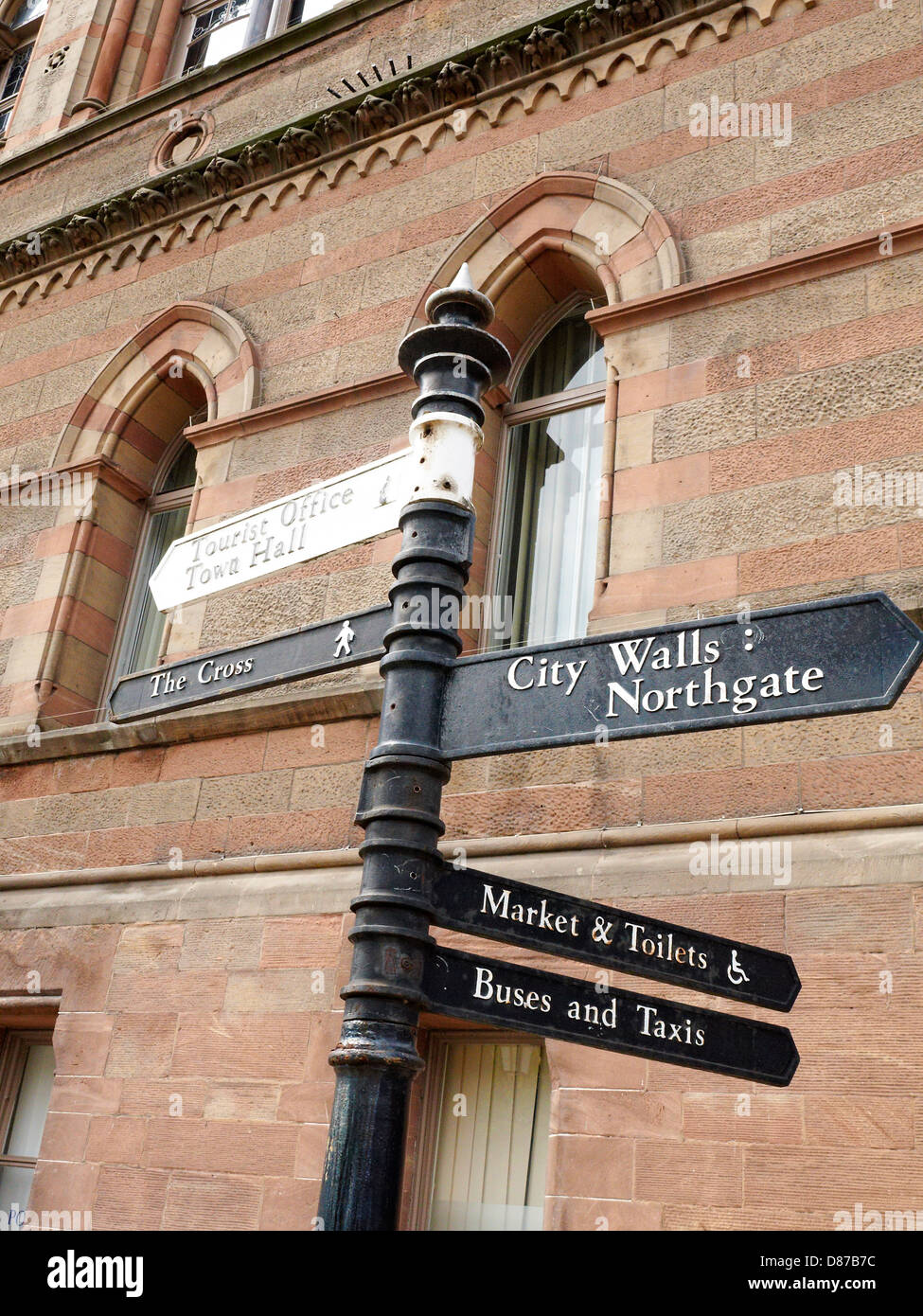 Signpost in Chester city centre Cheshire UK Stock Photo - Alamy
