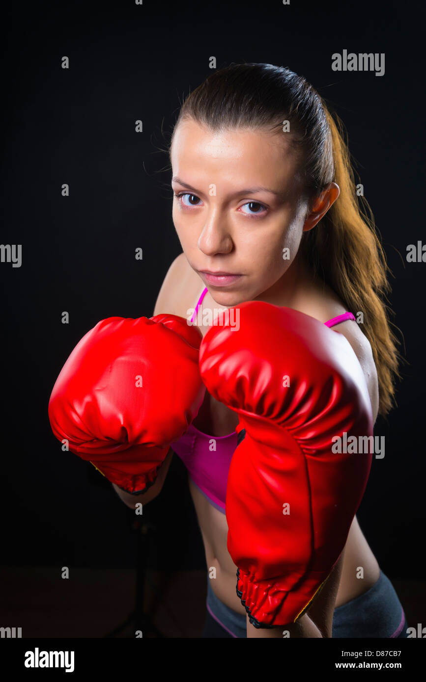 Young woman boxing, portrait, close up Stock Photo - Alamy