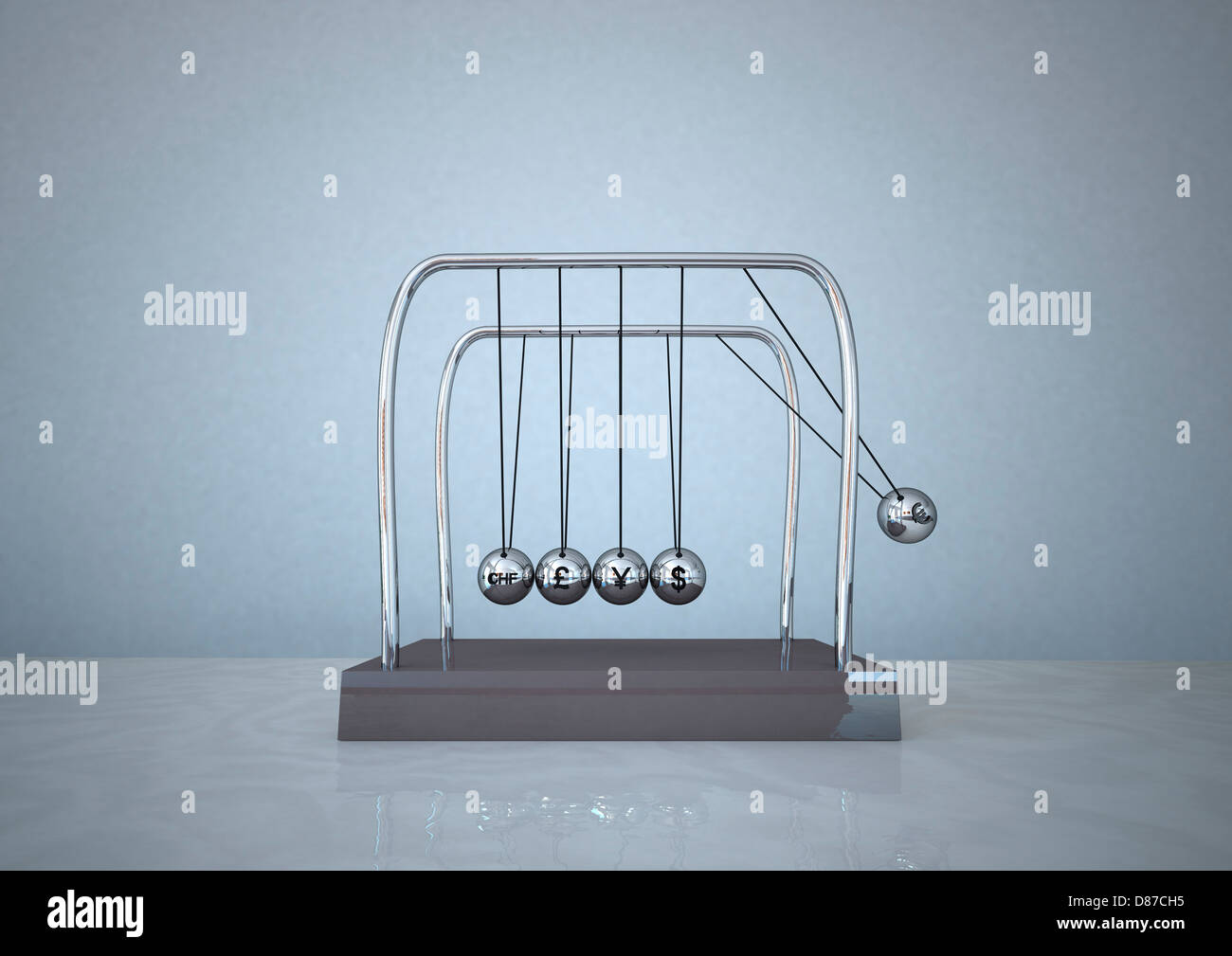 3d illustration of newton pendulum against blue background Stock Photo ...