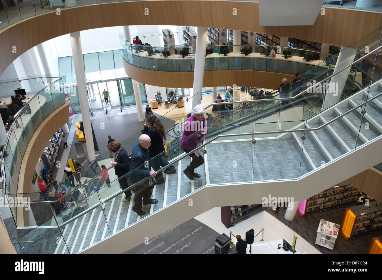 Four-storey central atrium with escalators, stairs and a domed ceiling ...