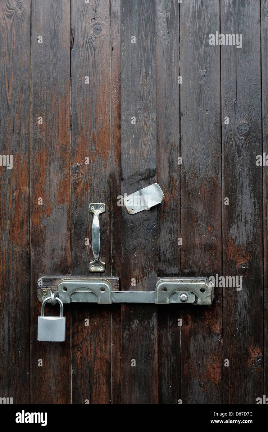 Germany, Bavaria, Wooden door with door lock Stock Photo - Alamy