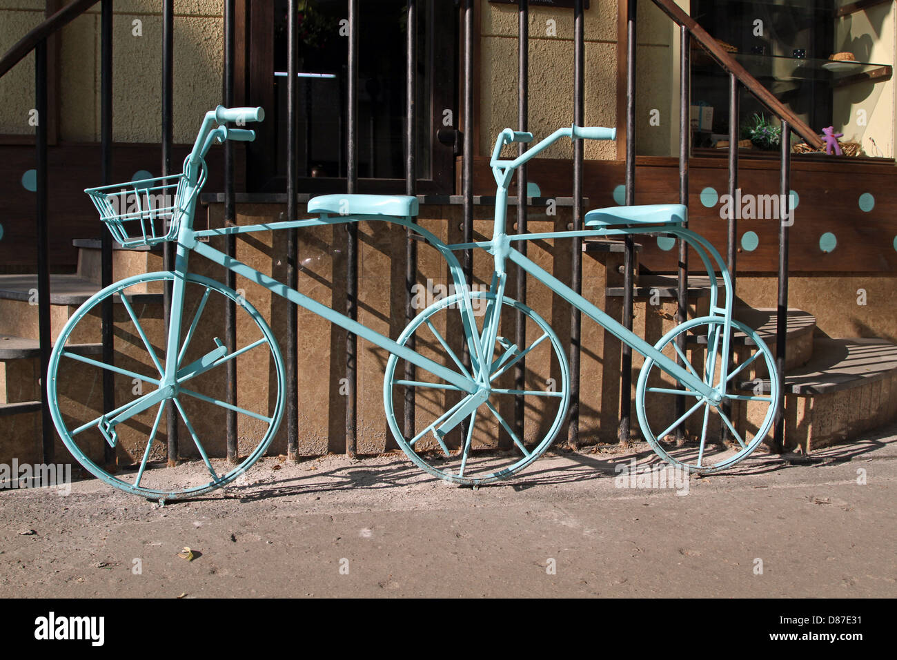 LIGHT BLUE TANDEM BICYCLE KHARKIV UKRAINE 22 June 2012 Stock Photo - Alamy