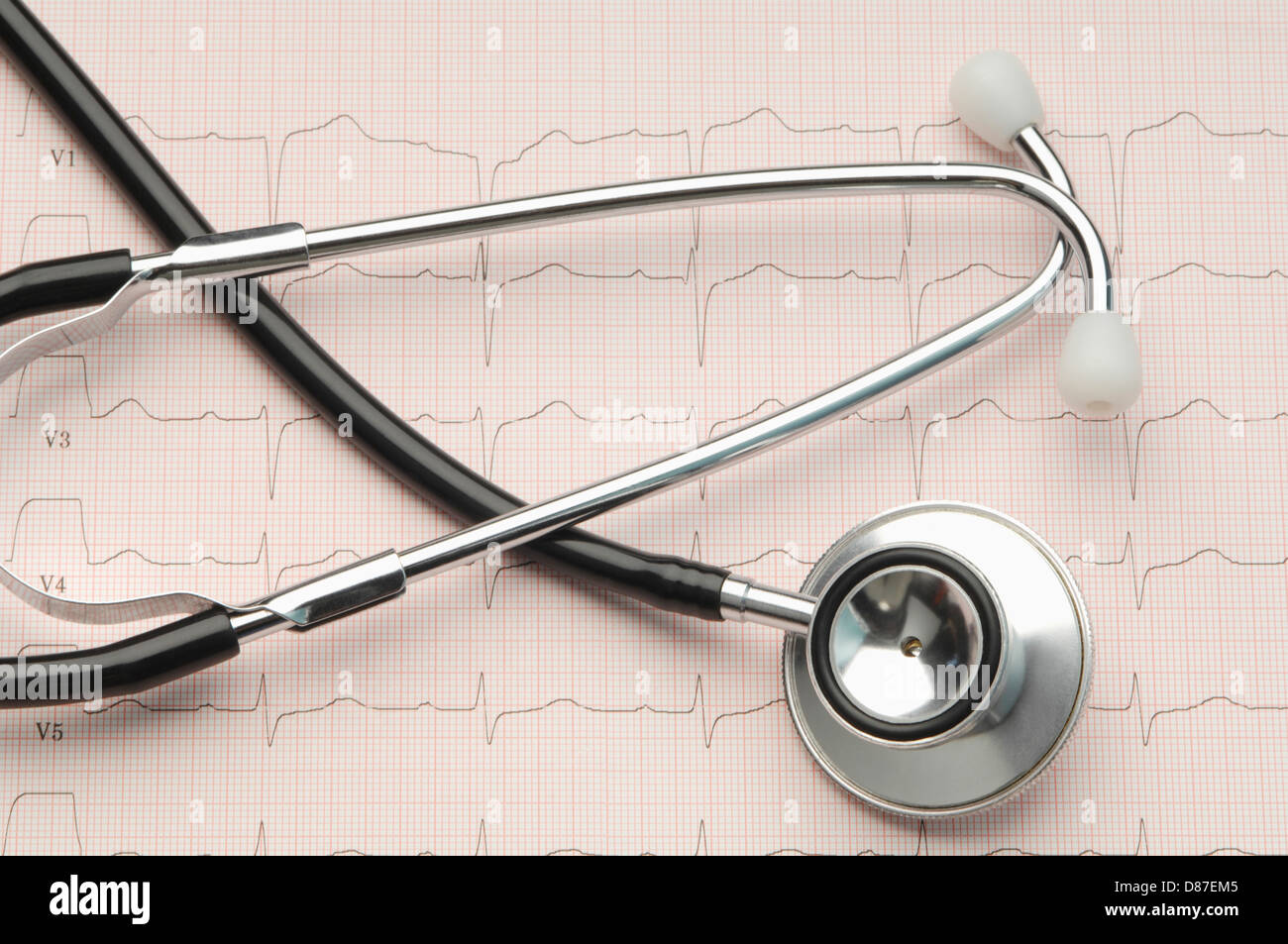 Stethoscope with ECG chart, close up Stock Photo - Alamy