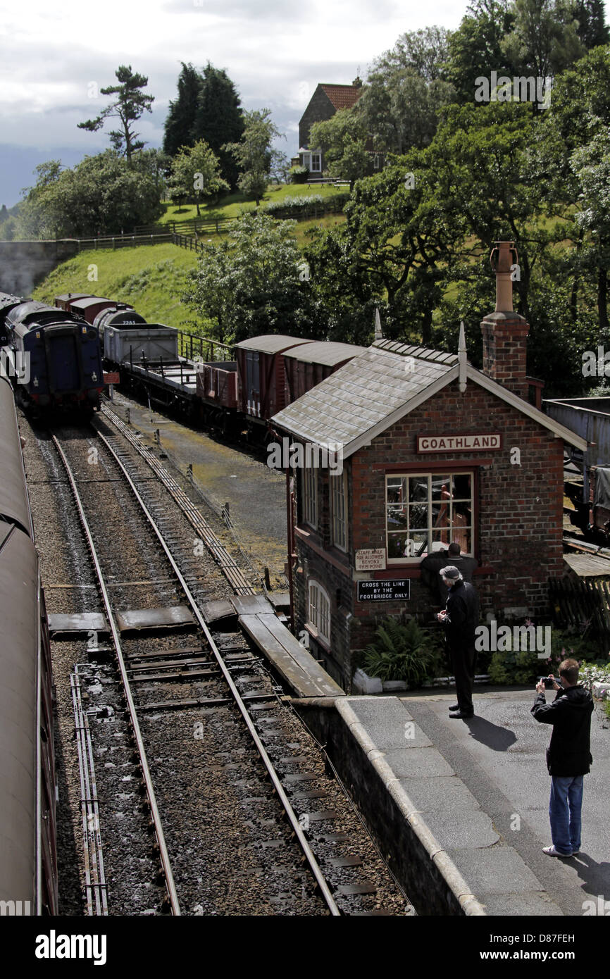 SIGNAL BOX ON PLATFORM GOATHLAND NORTH YORKSHIRE ENGLAND 30 July 2012 ...