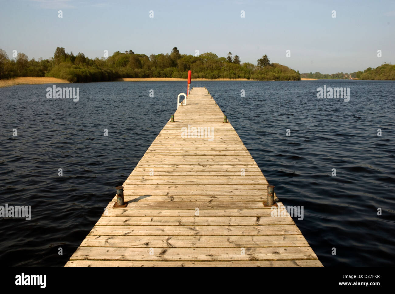 Wooden Jetty with Lifebuoy, Crom Estate, Upper Lough Erne, County ...