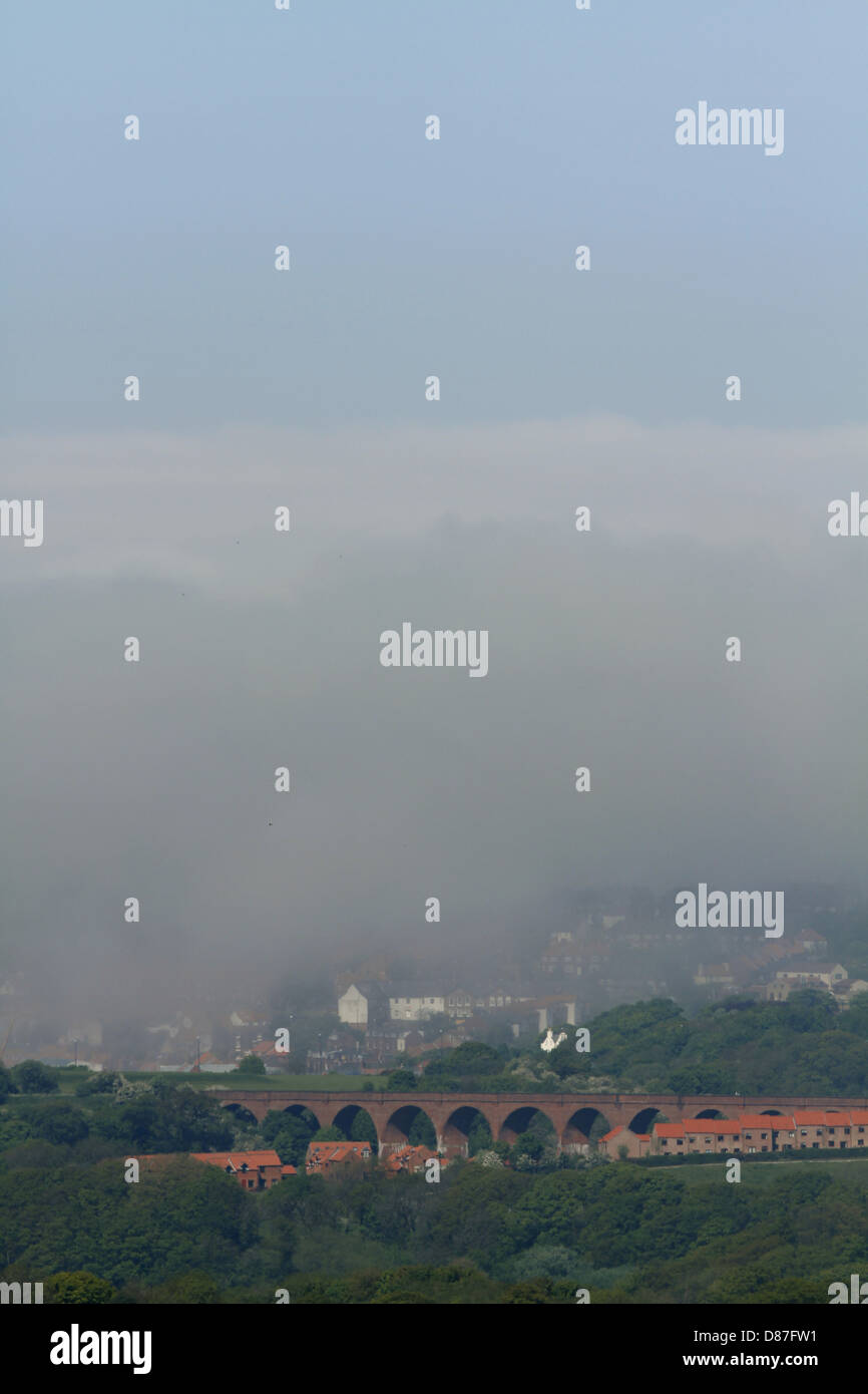 RUSWARP VIADUCT IN MIST WHITBY NORTH YORKSHIRE ENGLAND 26 May 2012 ...