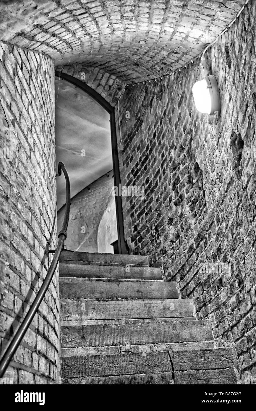 Walled steps leading up from a cellar Stock Photo - Alamy