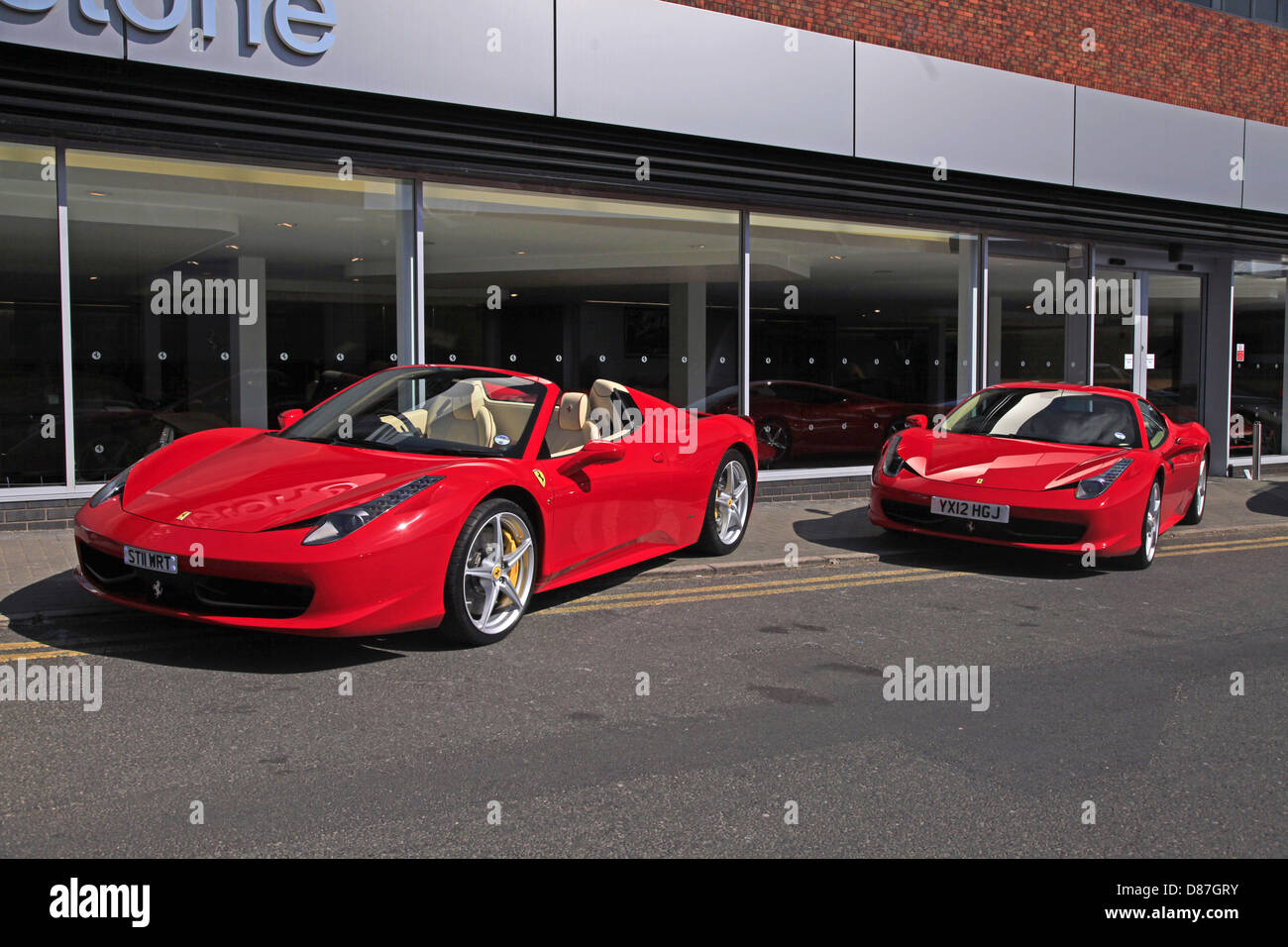 RED FERRARI 458 SPIDER & ITALIA CARS WILMSLOW MANCHESTER ENGLAND 05 ...